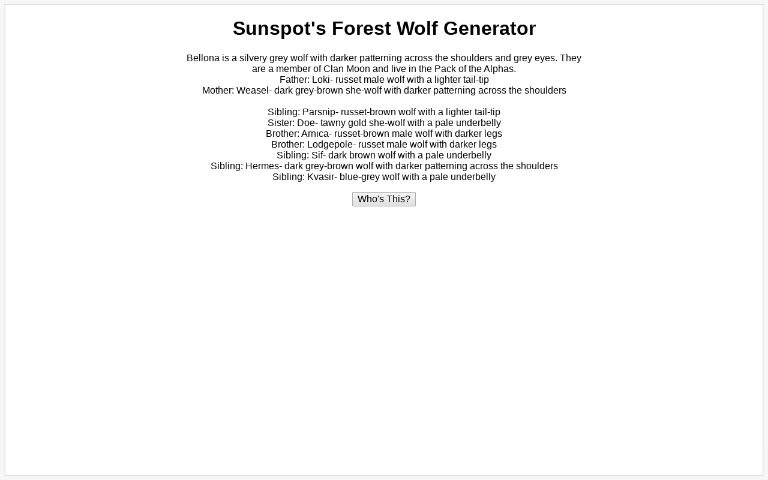 Sunspot's Forest Wolf Generator