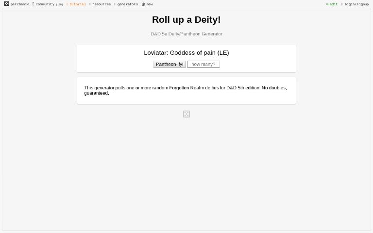 Roll up a Deity! ― Perchance Generator