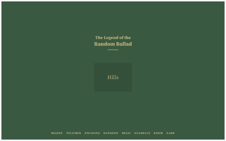 The Legend of theRandom Ballad ― Perchance Generator