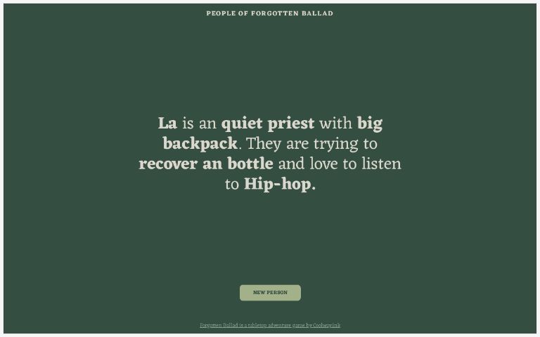 People of Forgotten Ballad ― Perchance Generator