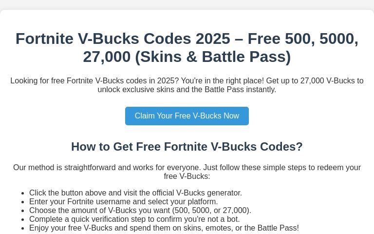Fortnite V-Bucks Codes 2025 – Free 500, 5000, 27,000 (Skins & Battle ...