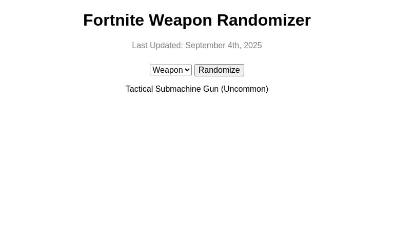 Fortnite Weapon Randomizer ― Perchance Generator