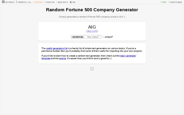 Random Fortune 500 Company Generator