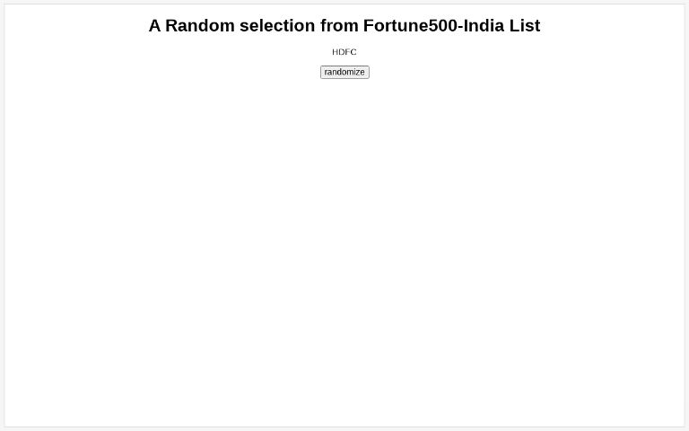 A Random selection from Fortune500-India List ― Perchance Generator