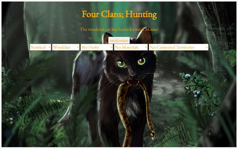 Four Clans; Hunting ― Perchance Generator