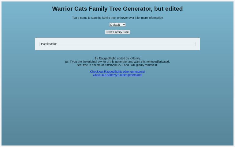 Warrior Cats Family Tree Generator, but edited