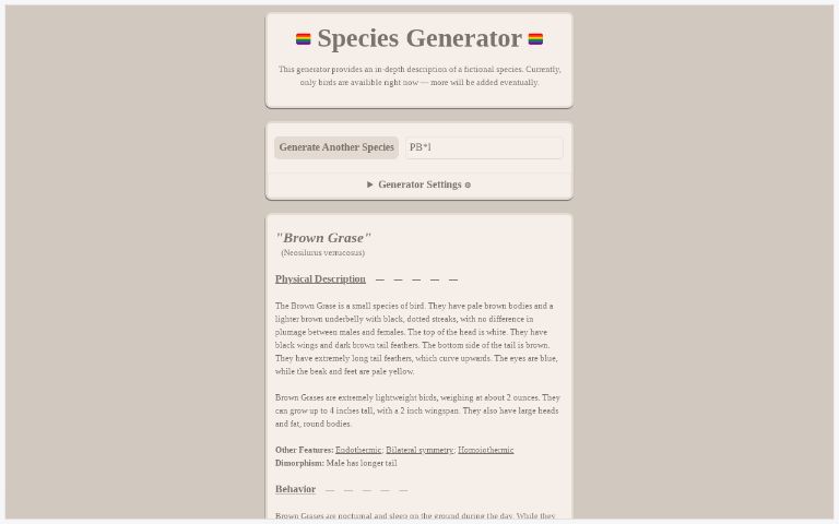 Species Generator