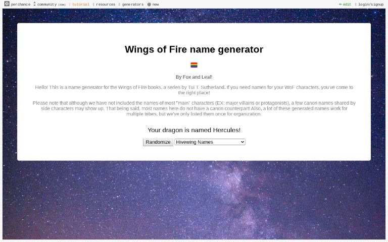 Wings of Fire name generator