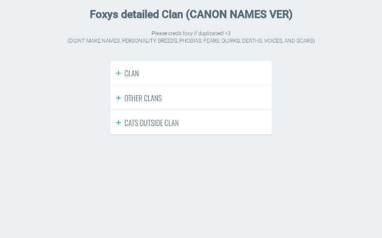 Foxys detailed Clan (CANON NAMES VER) ― Perchance Generator