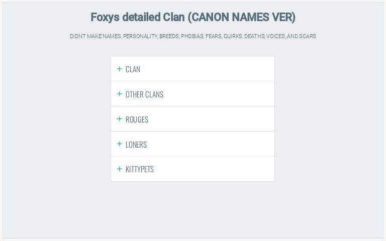 Foxys detailed Clan (CANON NAMES VER) ― Perchance Generator