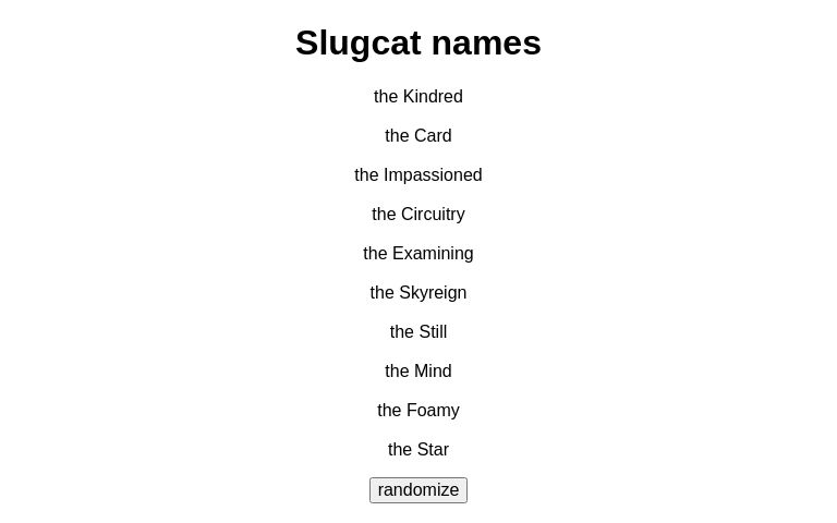 Slugcat names ― Perchance Generator