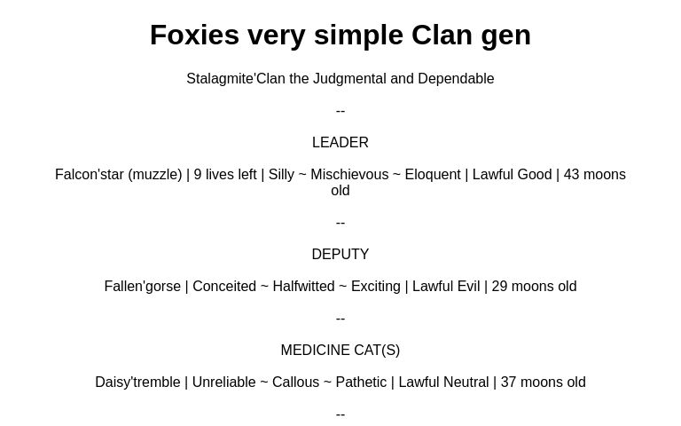 Foxies very simple Clan gen