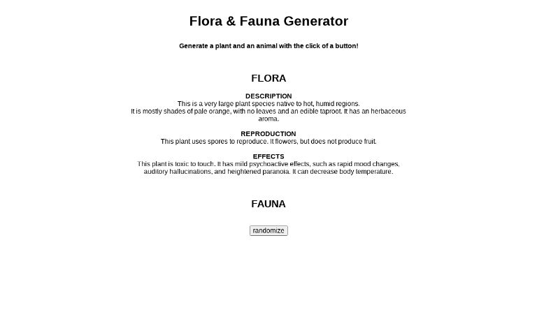 Flora & Fauna Generator