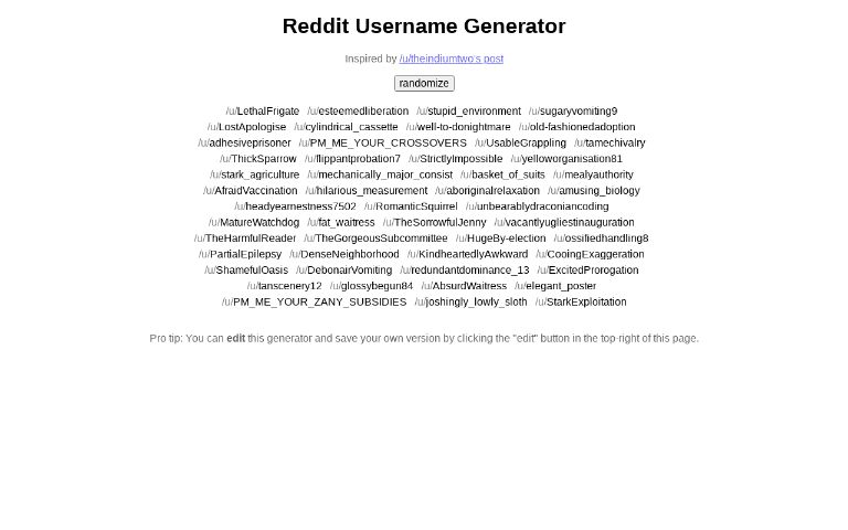 Reddit Username Generator