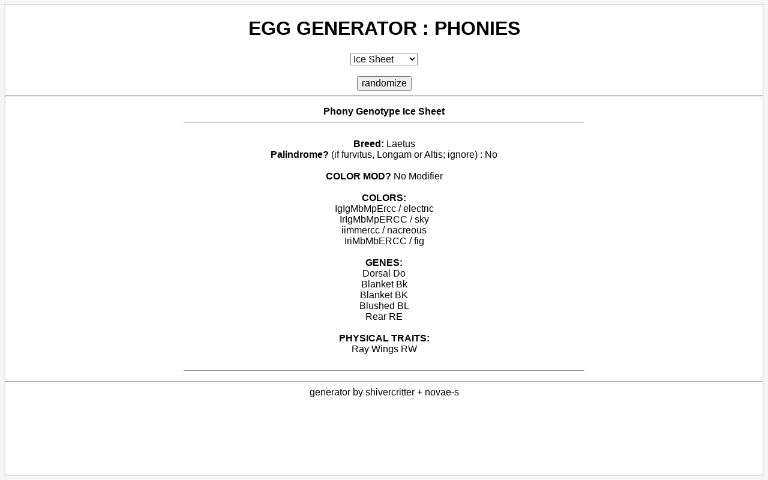 EGG GENERATOR : PHONIES