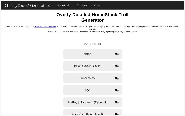 Overly Detailed HomeStuck TrollGenerator