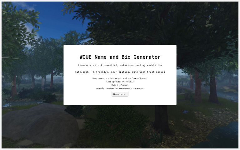 WCUE Name and Bio Generator