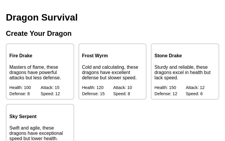 Dragon Survival ― Perchance Generator