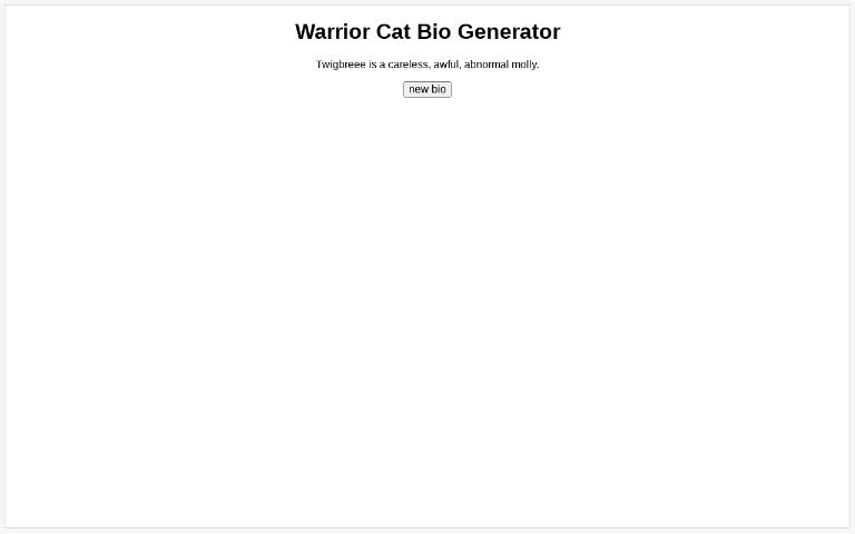 Warrior Cat Bio Generator