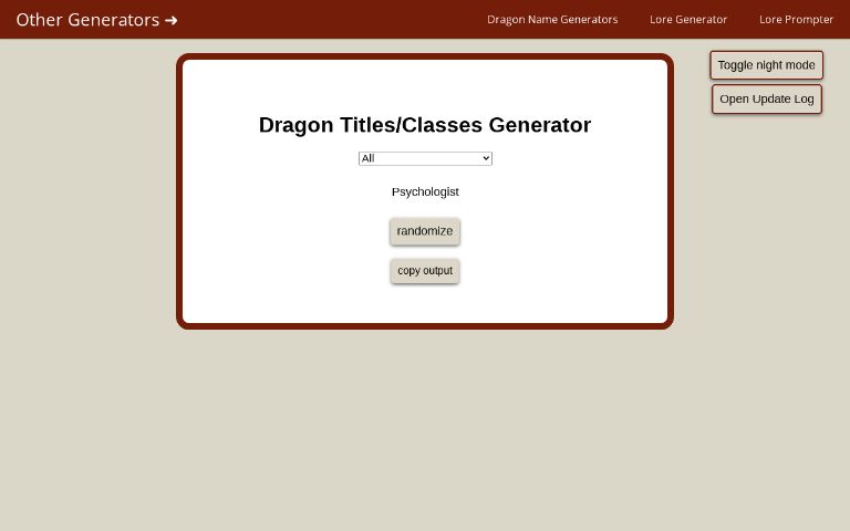 Dragon Titles/Classes Generator