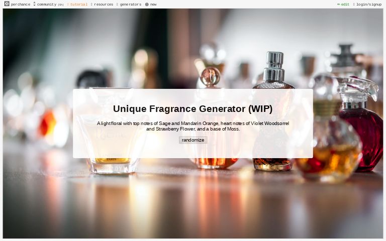 Unique Fragrance Generator (WIP)