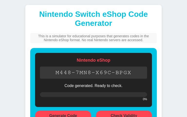 Nintendo Switch eShop Code Generator