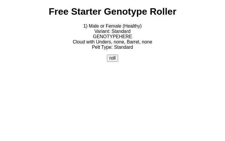 Free Starter Genotype Roller ― Perchance Generator