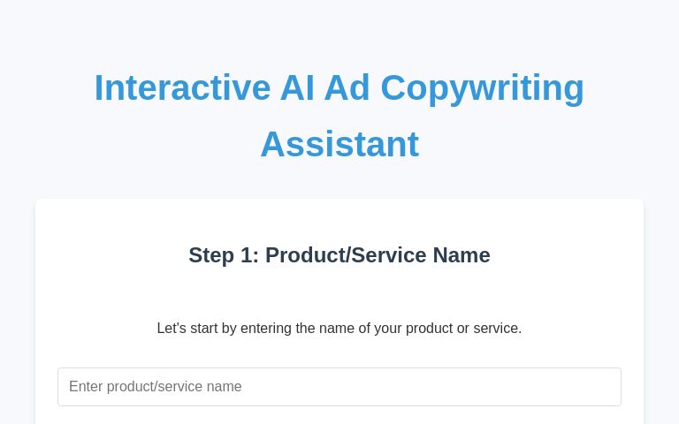 Interactive AI Ad Copywriting Assistant ― Perchance Generator