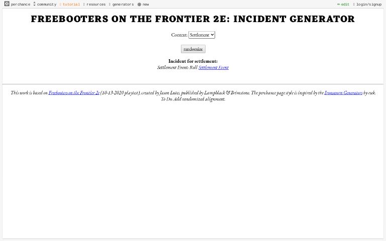 Freebooters on the Frontier 2e: Incident Generator