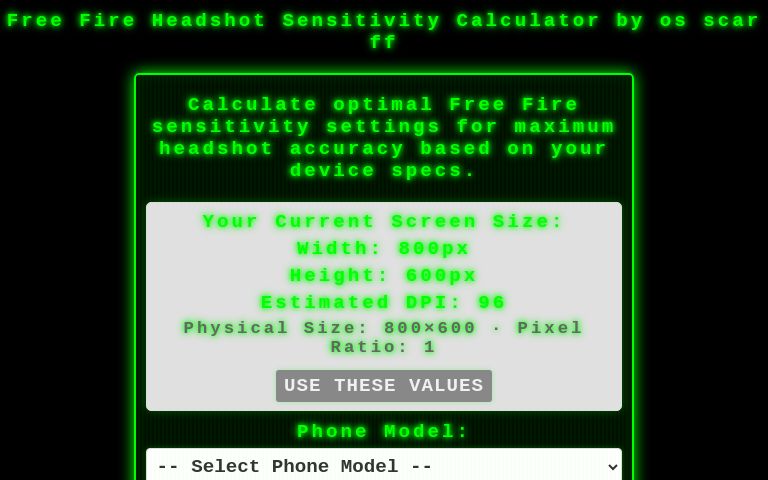 Free Fire Headshot Sensitivity Calculator by os scar ff Calculate ...