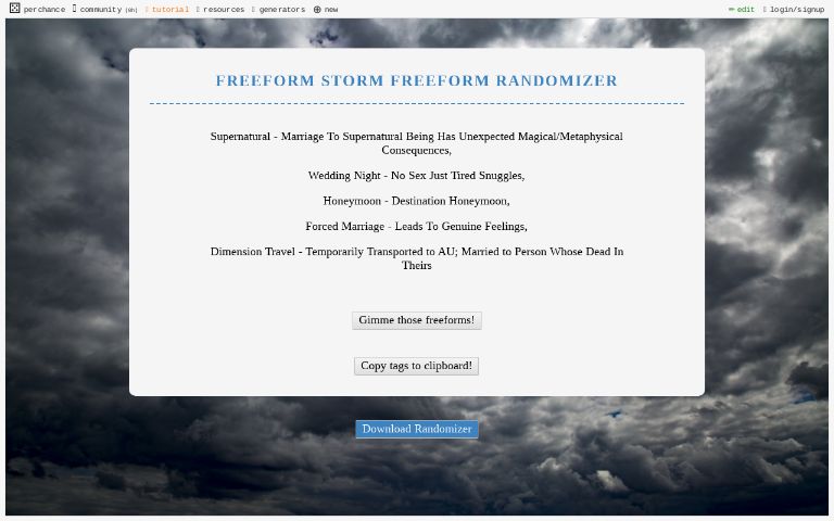 Freeform Storm Freeform Randomizer ― Perchance Generator
