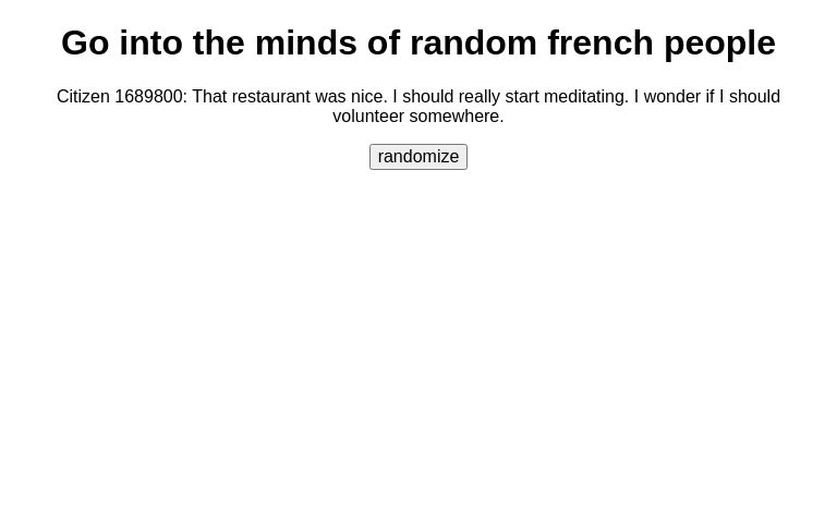 Go into the minds of random french people ― Perchance Generator