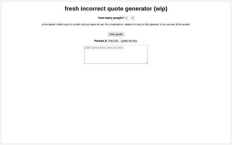 fresh incorrect quote generator (wip)