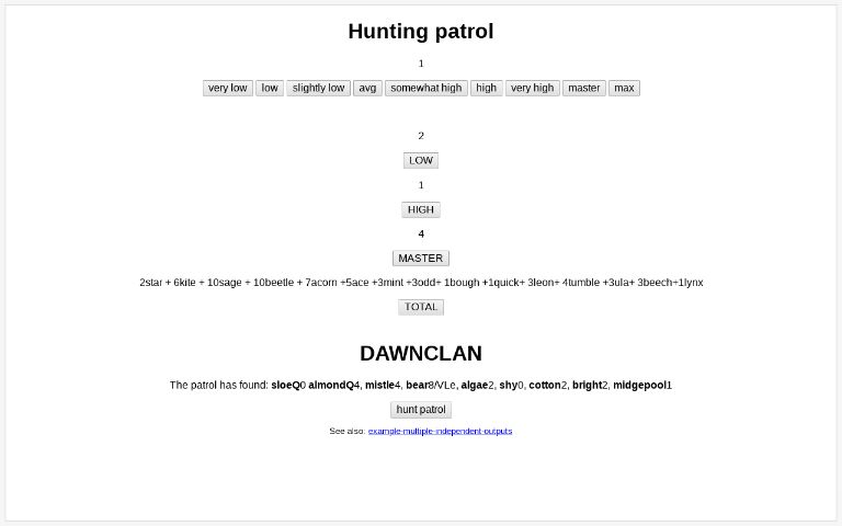 Hunting patrol ― Perchance Generator