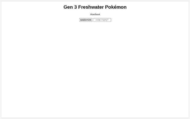 Gen 3 Freshwater Pokémon ― Perchance Generator