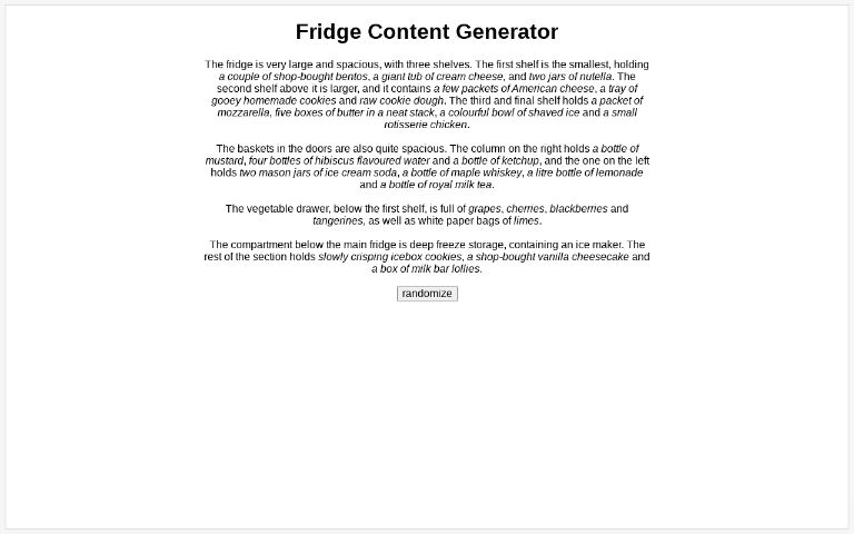Fridge Content Generator