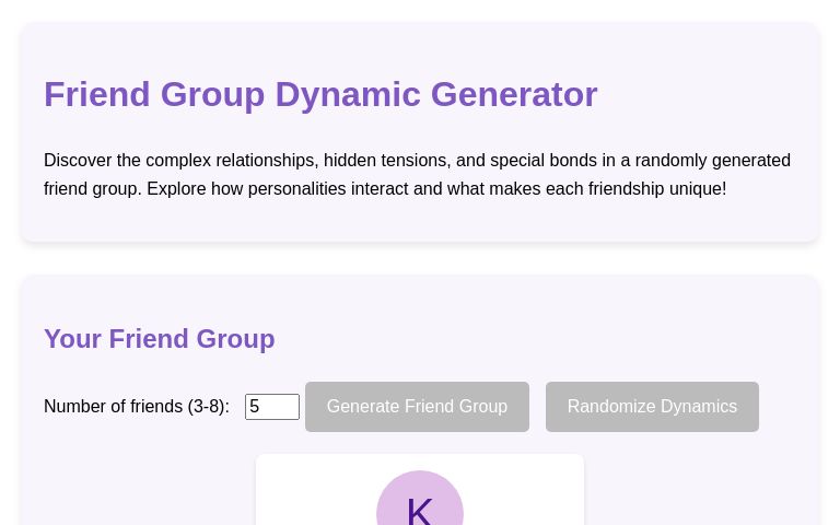 Friend Group Dynamic Generator