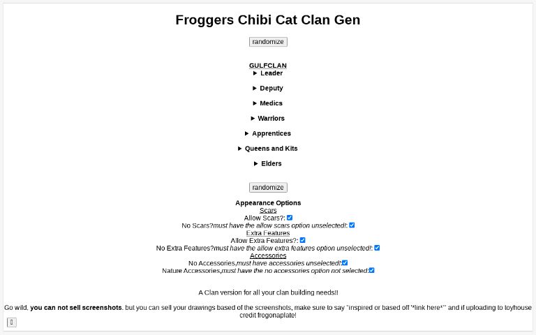 Froggers Chibi Cat Clan Gen