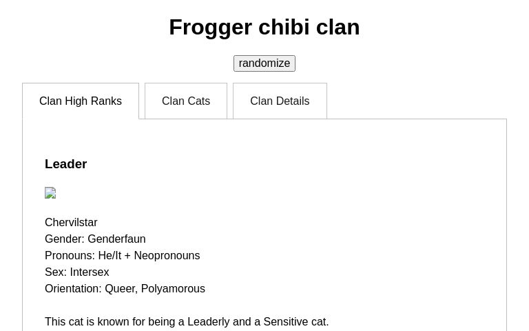 Frogger chibi clan ― Perchance Generator