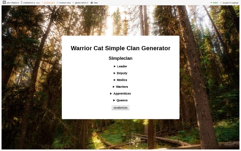 Warrior Cat Simple Clan Generator