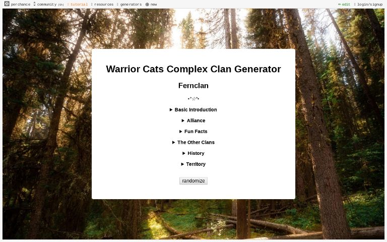 Warrior Cats Clan Generator