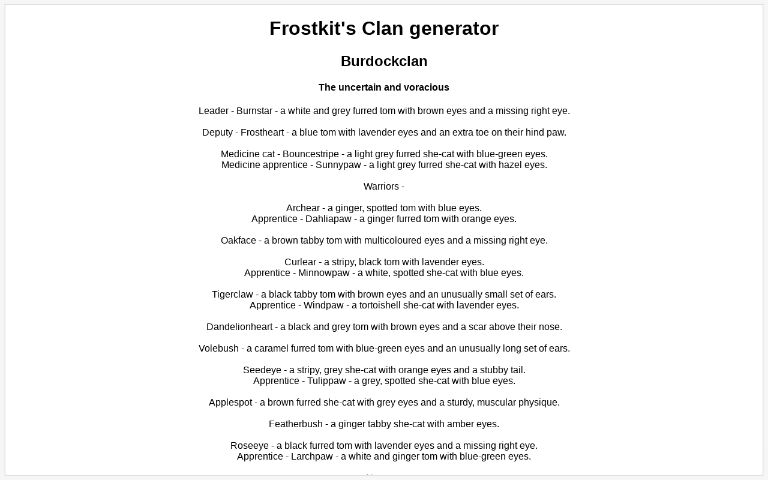 Frostkit's Clan generator