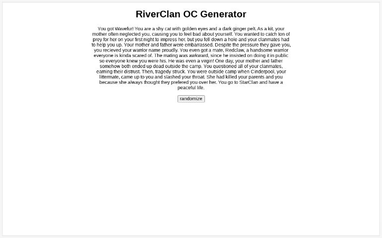 RiverClan OC Generator