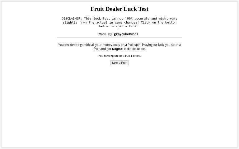 Fruit Dealer Luck Test ― Perchance Generator