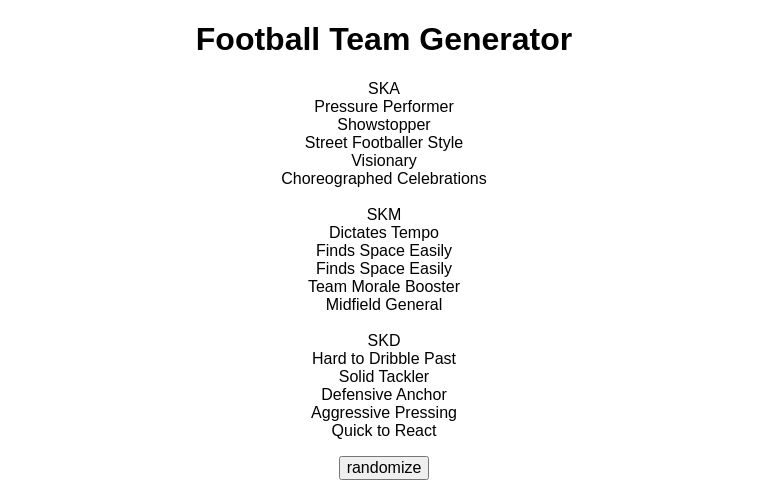 Football Team Generator