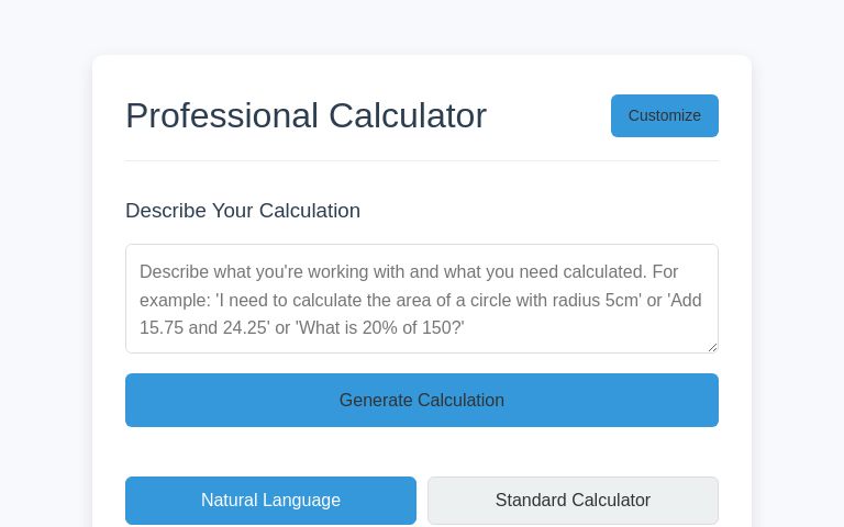 Professional Calculator ― Perchance Generator