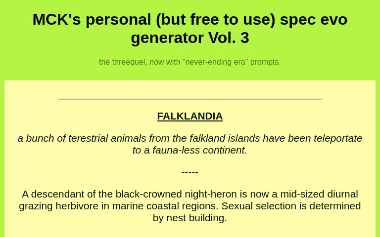 MCK's personal (but free to use) spec evo generator Vol. 3