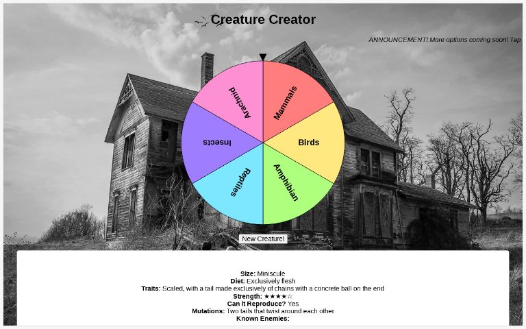 Creature Creator ― Perchance Generator