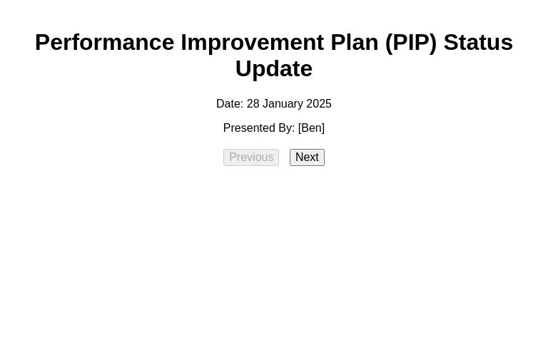 Performance Improvement Plan (PIP) Status Update ― Perchance Generator