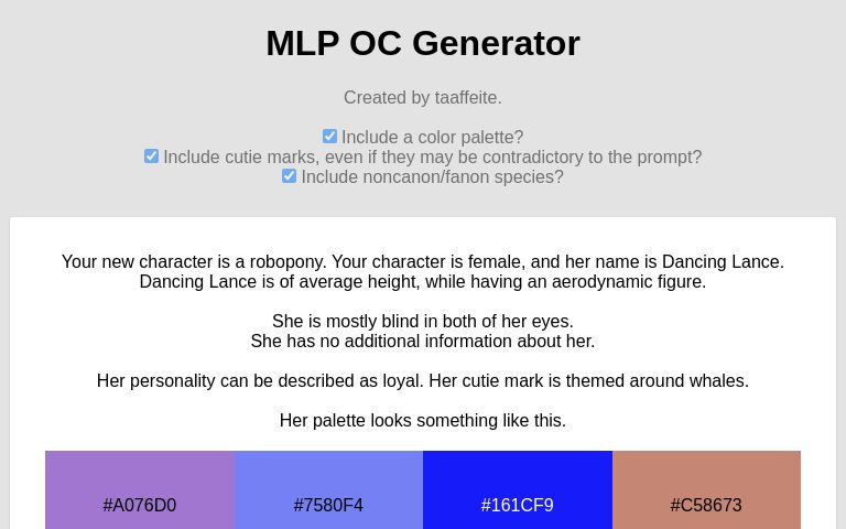 MLP OC Generator